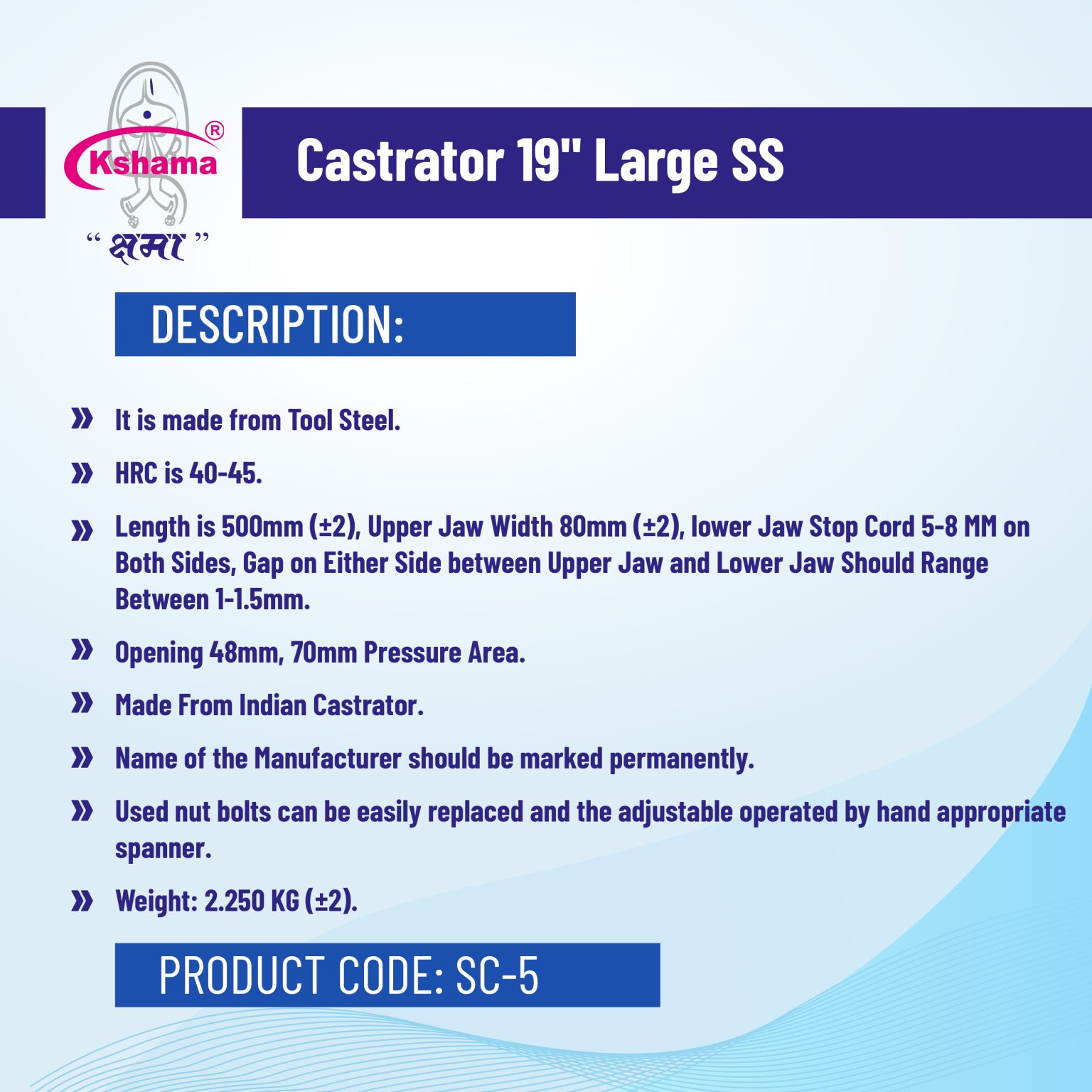 Burdizzo Castrator 19 Inch - High-Quality Livestock Castration Tool for ...