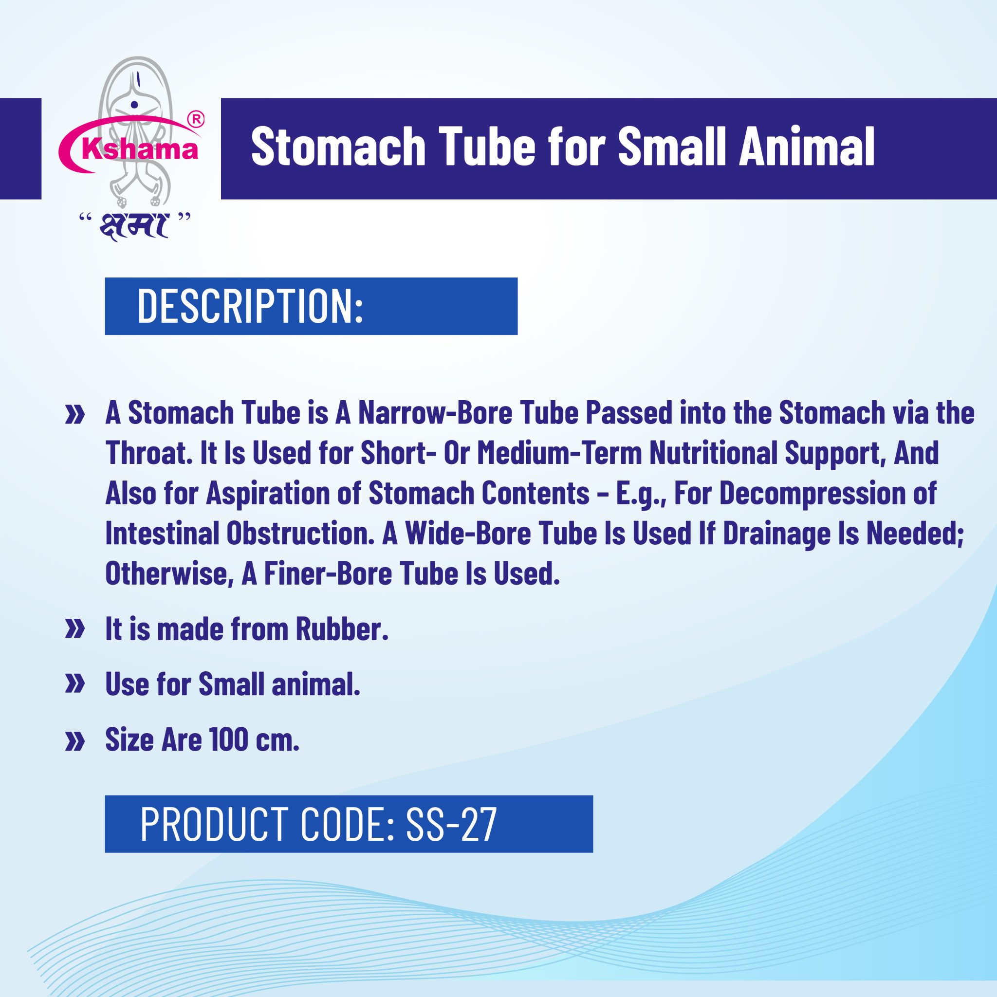 Stomach Tube for Remove Acid Small Animal (PVC Non-Toxic), 100 cm ...
